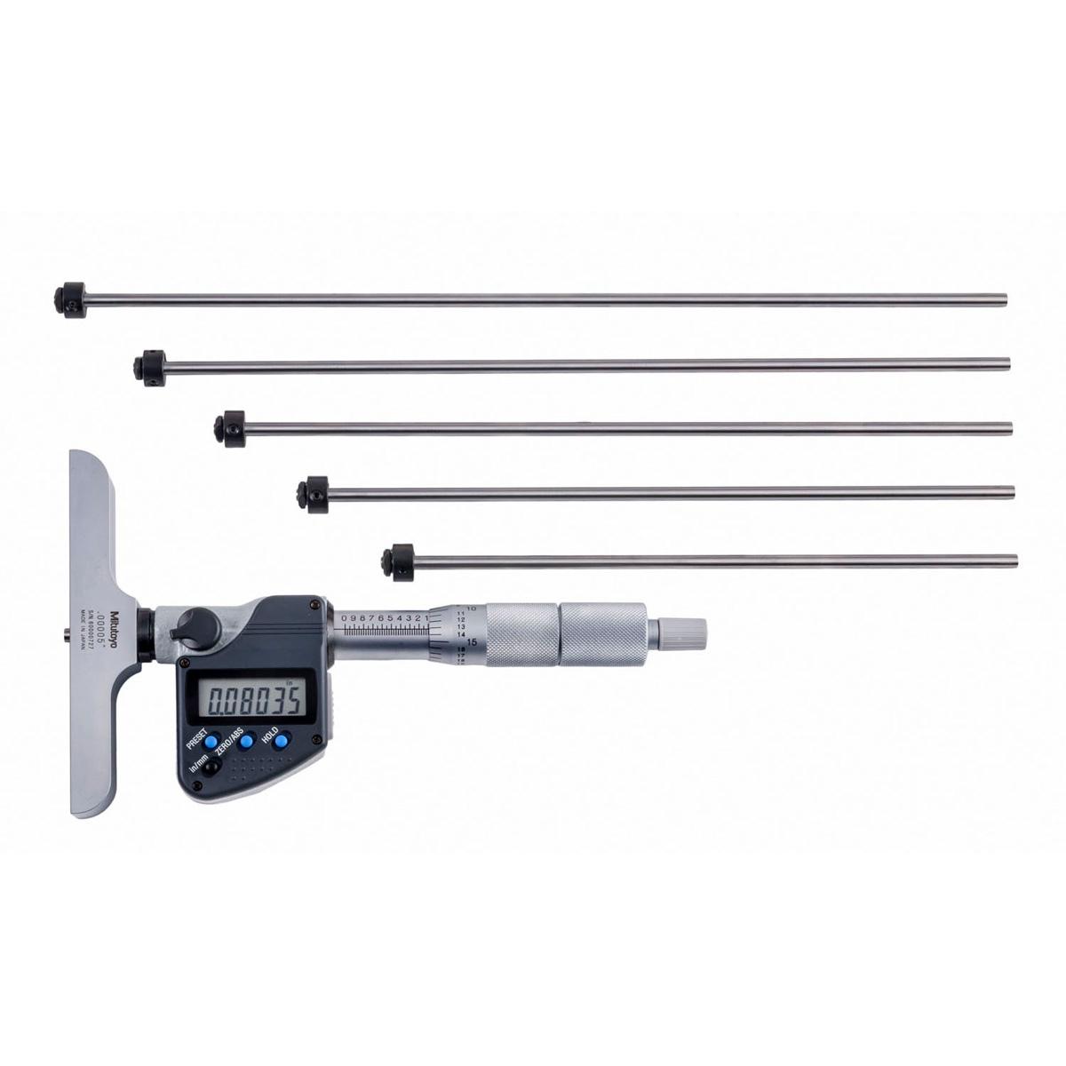 329-350-30 Digital Depth Micrometer 0-6"/ 0-150mm -6 Rods SPC