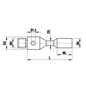 A-5004-0254 M3 Ø1.5 mm tungsten carbide cylinder, L 11 mm, ML 1.5 mm ...
