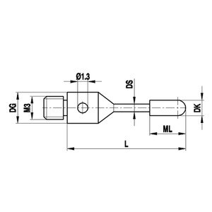 A-5004-0256 M3 Ø2 mm tungsten carbide cylinder, L 21 mm, ML 7 mm, for ...