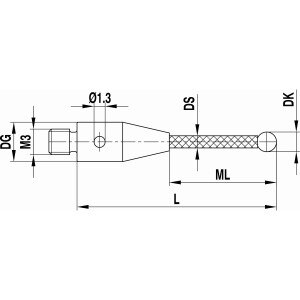 A-5004-0803 M3 XXT Ø3 mm ruby ball, carb fiber stem, L 50 mm, ML 41 mm ...