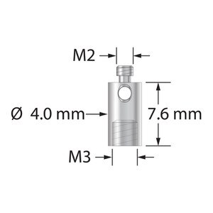 Q-Mark RM2-M3 M2 to M3 thread adapter. Stainless steel