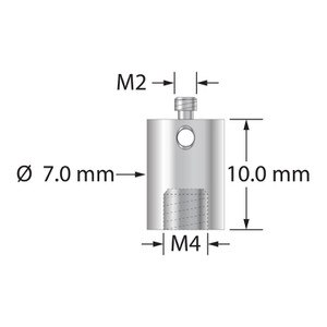Q-Mark RM2-M4 M2 to M4 thread adapter. Stainless steel