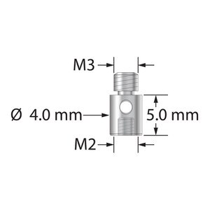 Q-Mark RM3-M2 Thread adapter, M3 to M2. Stainless steel