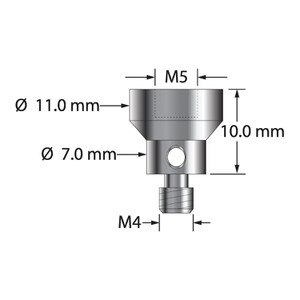 RM4-M5 Thread adapter, M4 male to M5 female. Stainless steel
