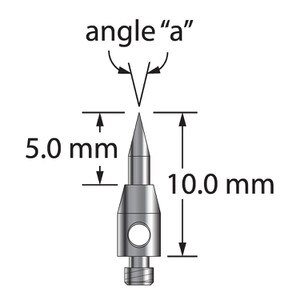 TM2-S60-C M2 stylus, 60 degree carbide point & steel base. Angle "a ...