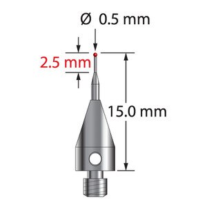TM3-0515-TX M3 XXT 0.5 mm Ruby tipped, Cylinder Stylus, L 15.0 mm, EWL 6 mm