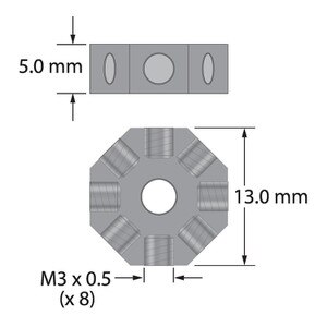 XXT-HUB-8 M3 titanium eight-sided hub for XXT probe head, eight M3 x 0. ...
